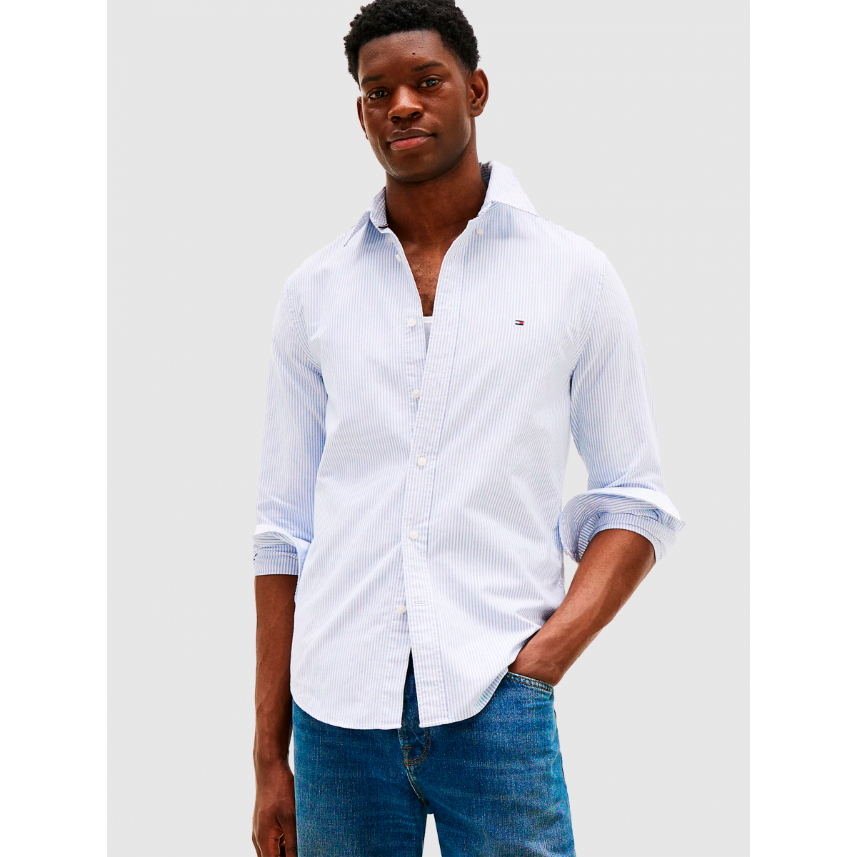 Camisa Hombre Tommy Hilfiger Raya azul - MW0MW36238.18 - Mellmak